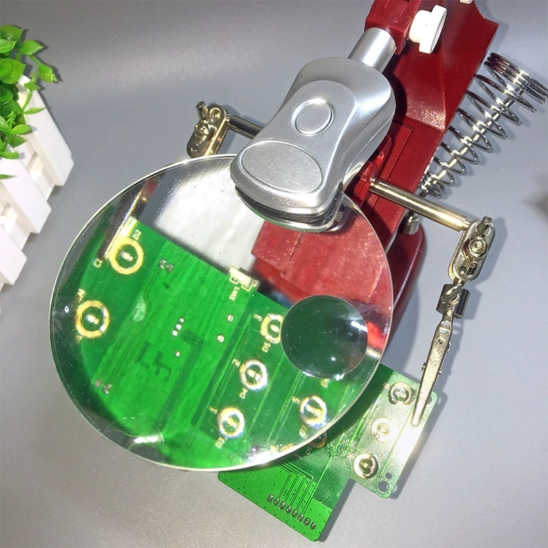 Helping hand magnifying glass with Light auxiliary fixture – Microscale